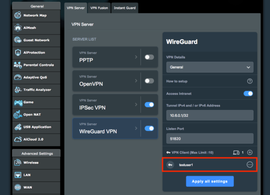 Configure VPN for an ASUS Router