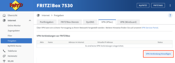 VPN für einen FRITZ!Box Router konfigurieren