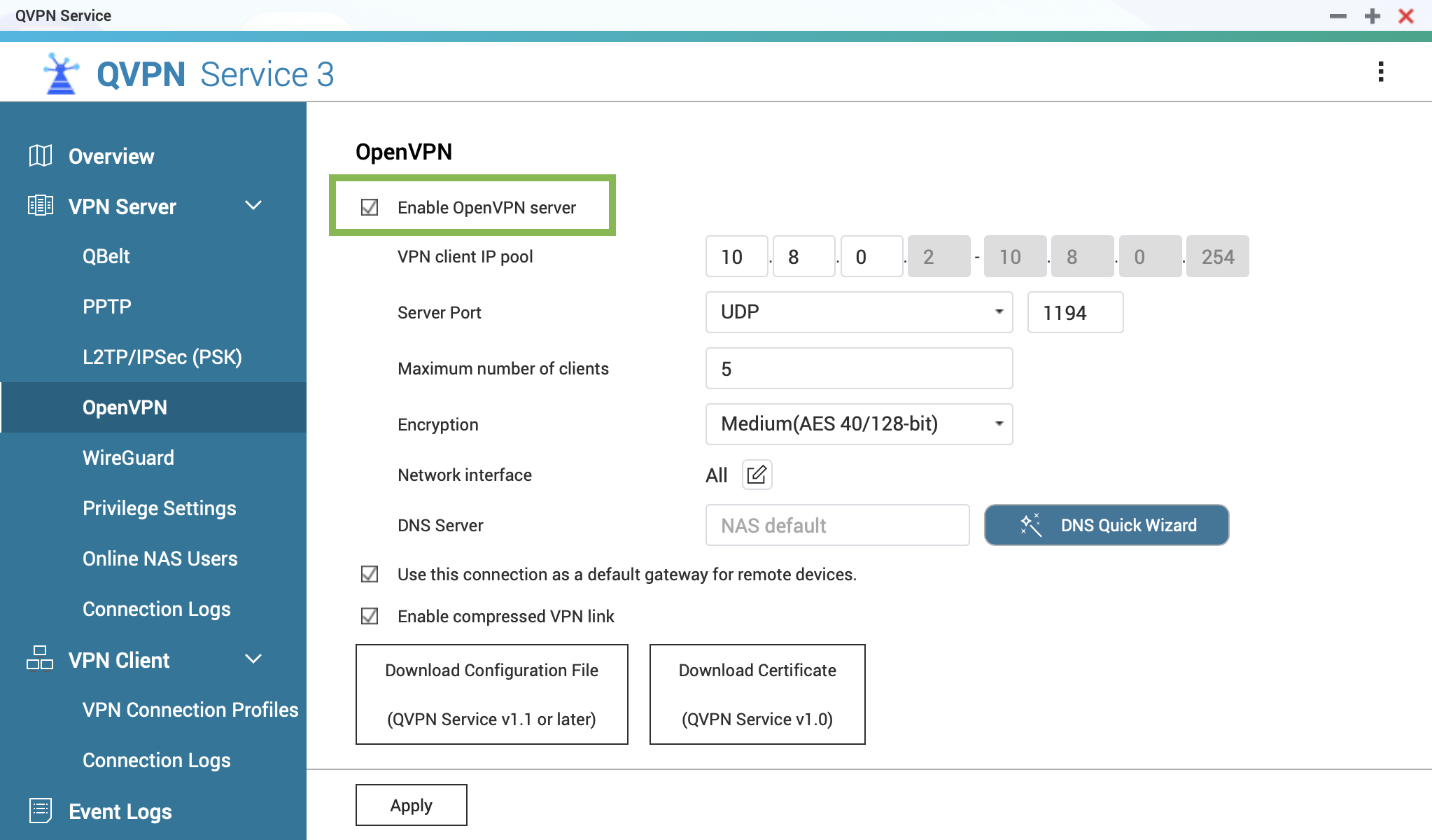 How to Configure QVPN for QNAP NAS