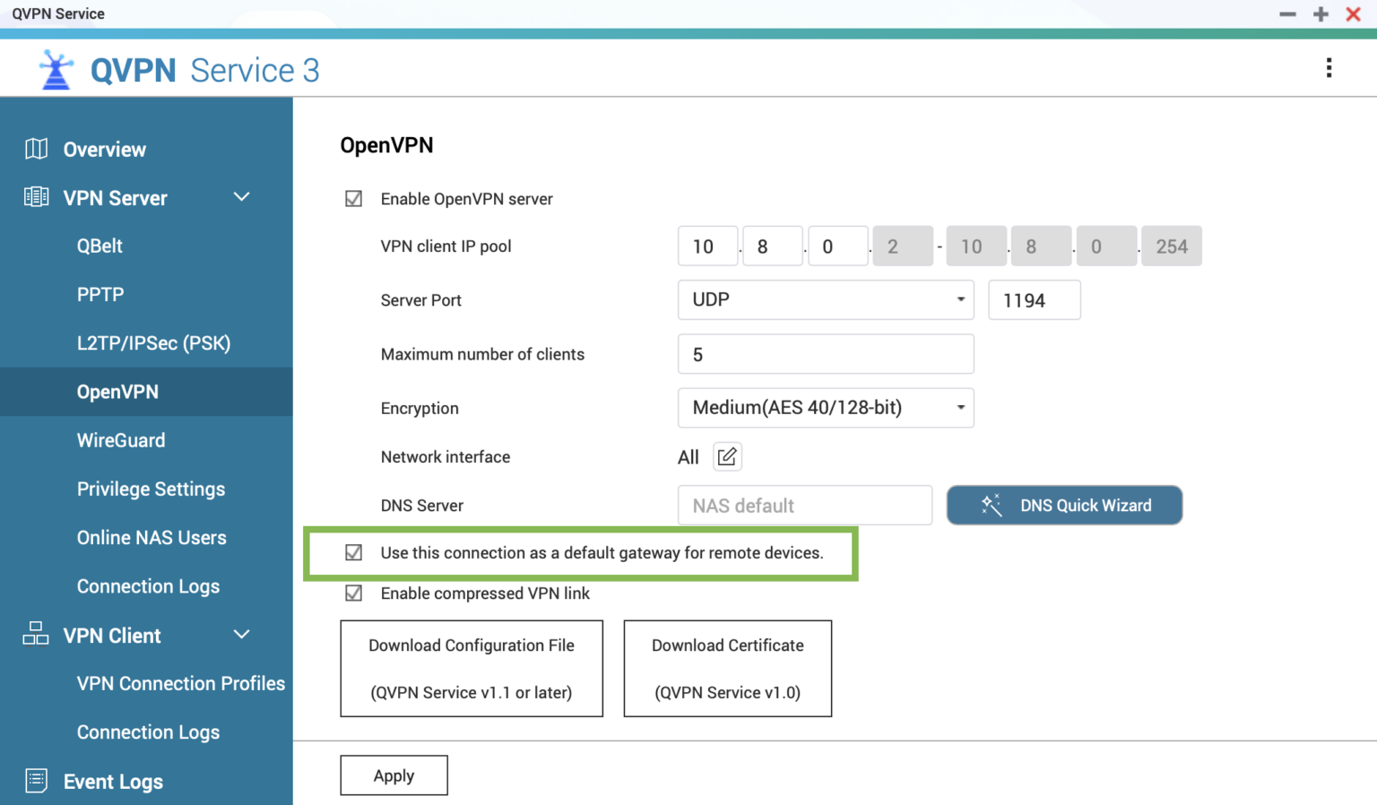 How to Configure QVPN for QNAP NAS