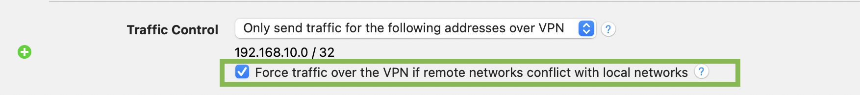Set up Traffic Control for a VPN Connection