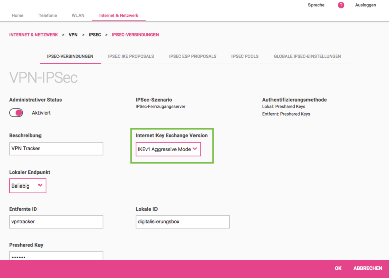 VPN für Telekom Digitalisierungsbox Premium 2 einrichten