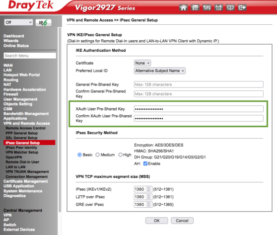 How to set up IPsec VPN for a DrayTek Vigor Router