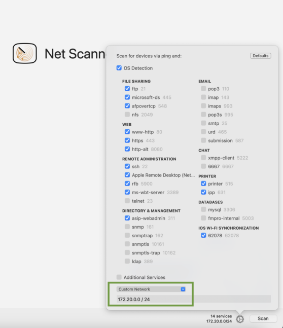 Using the VPN Tracker Network Scanner